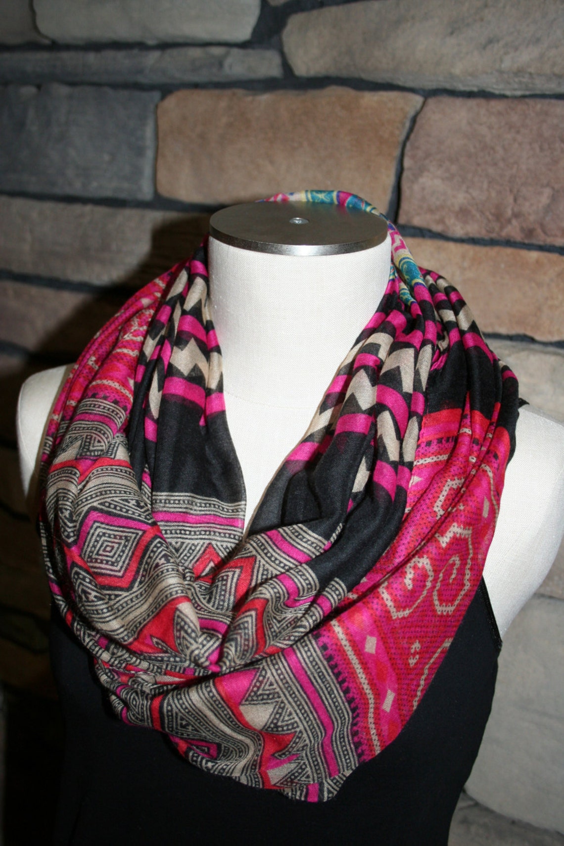 Aztec Native Tribal Infinity Scarf Southwest Infinity Scarf - Etsy