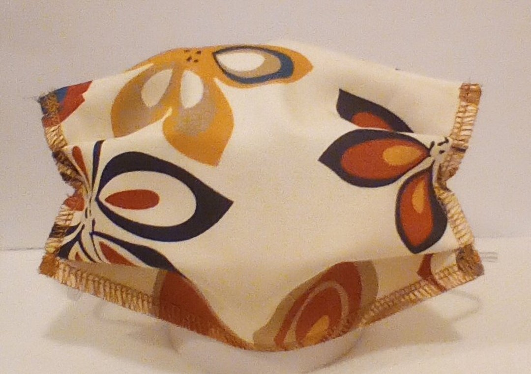 Polynesian Hawaiian Flower Print Rust and Gold Cotton Face Mask ...