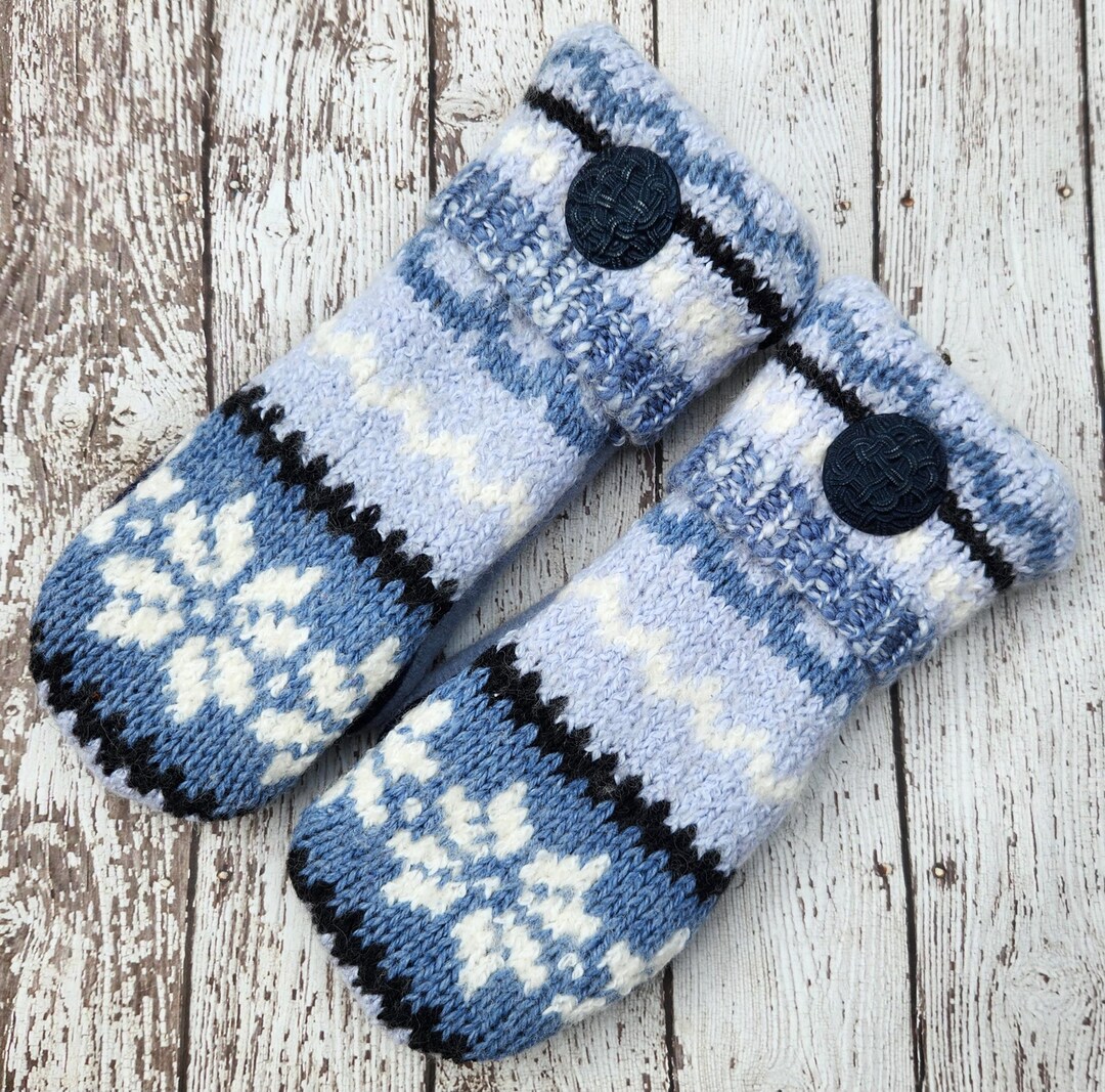 Upcycled Wool Sweater Mittens Handmade Wool Mittens Fleece Lined Made ...