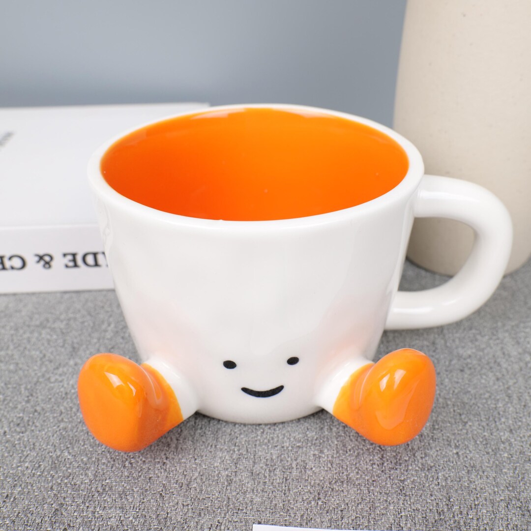 Kawaii Smiley Feet Ceramic Mug — 13.53oz Gift Cup for Her - Etsy