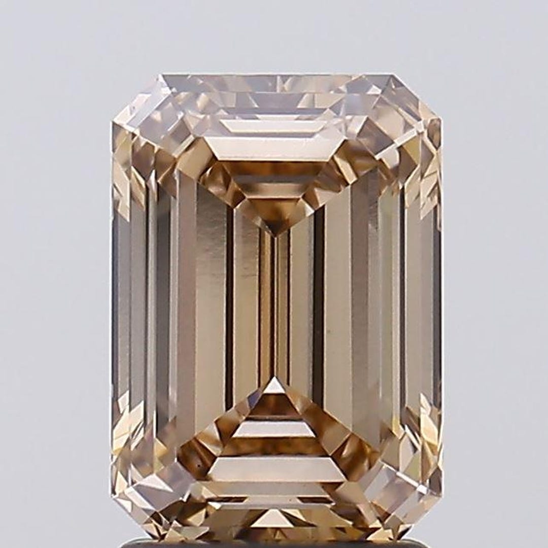 Fancy Emerald Cut Brown Lab Diamond, Champagne Diamond, 2.10CT VS1 ...