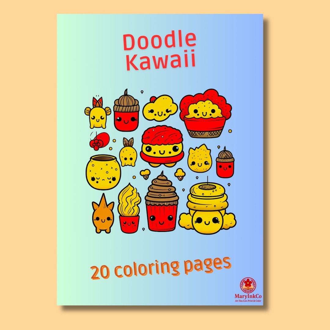 Kawaii Doodle Coloring Pages | Printable Activity Book for Kids | 20 ...
