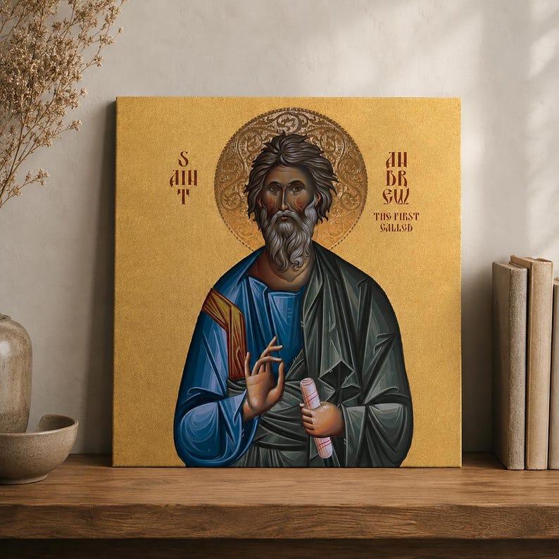 St. Andrew the First Called Orthodox Icon, Apostle on Wood, Byzantine ...