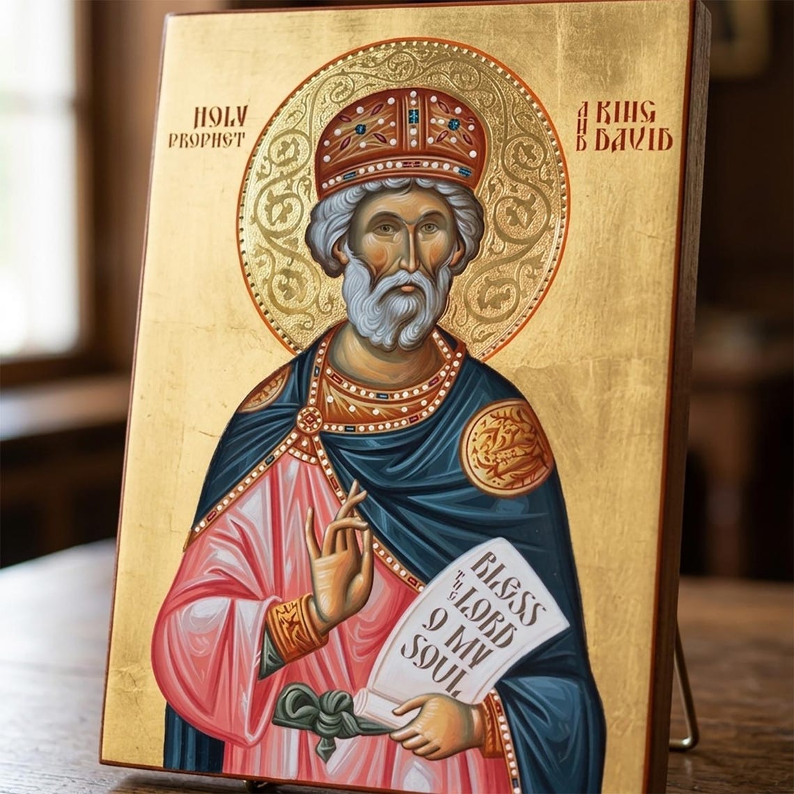 King David Orthodox Icon, Holy Prophet on Wood, Biblical Christian Art ...