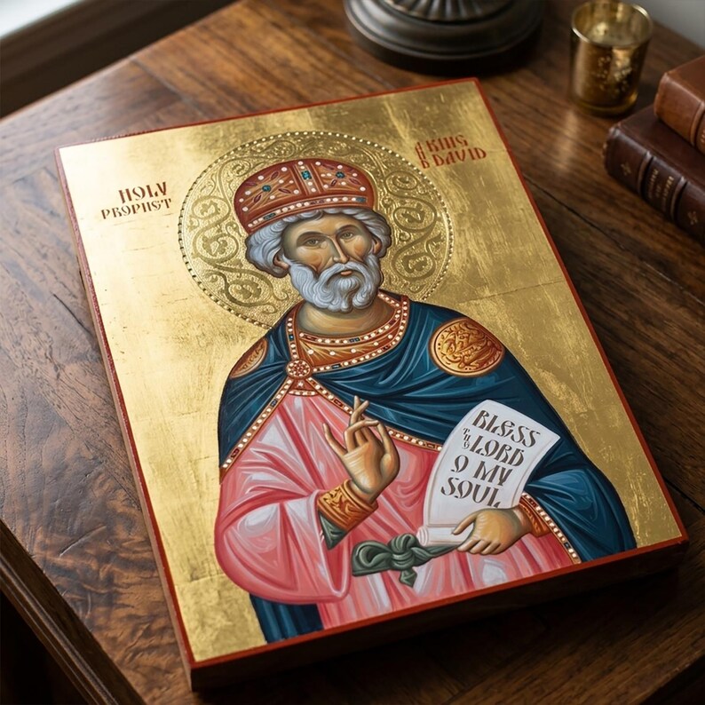 King David Orthodox Icon, Holy Prophet on Wood, Biblical Christian Art ...