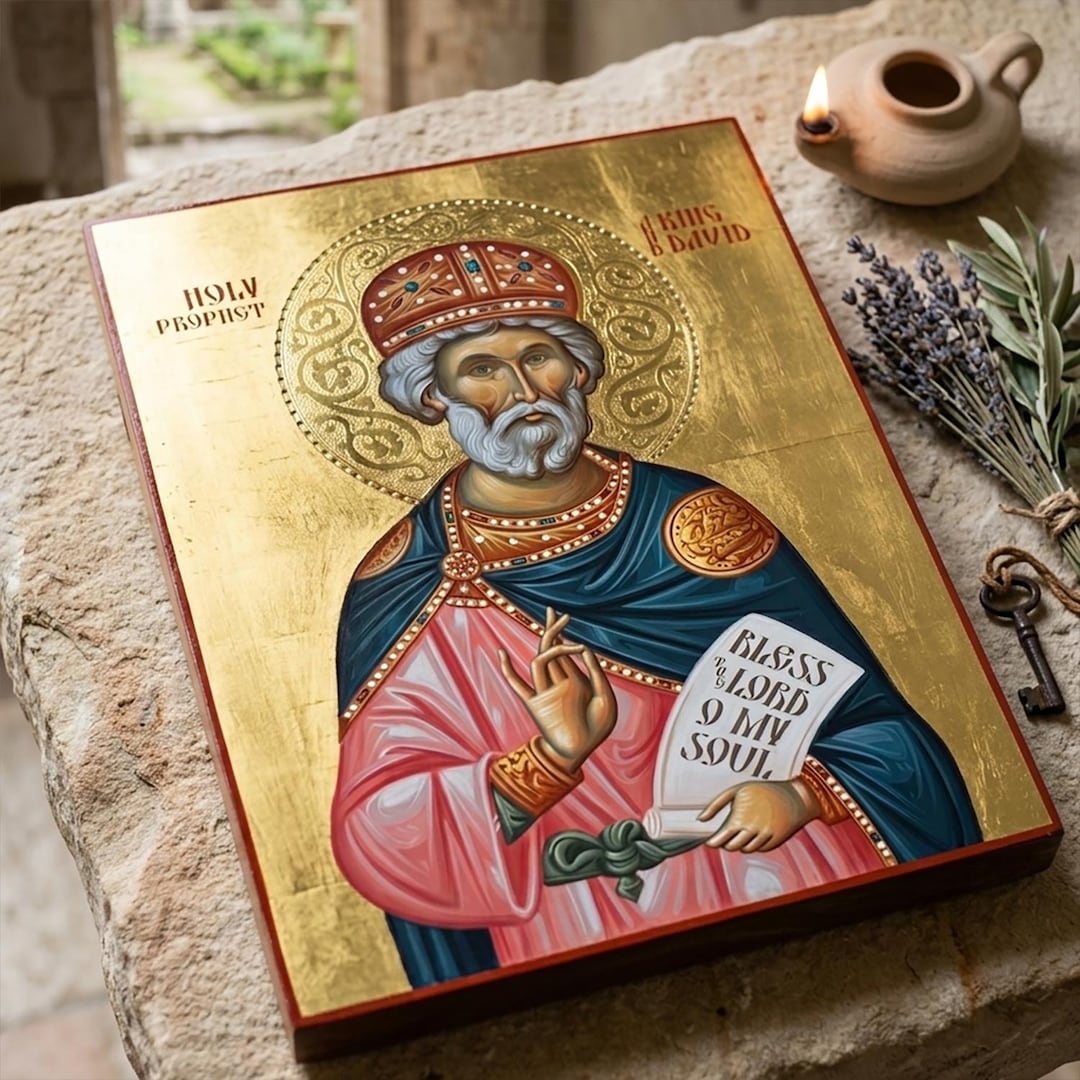 King David Orthodox Icon, Holy Prophet on Wood, Biblical Christian Art ...