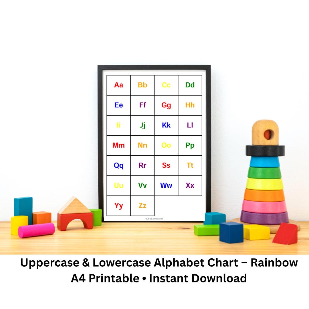 Uppercase & Lowercase Alphabet Chart | Aa Zz Rainbow A4 Printable - Etsy