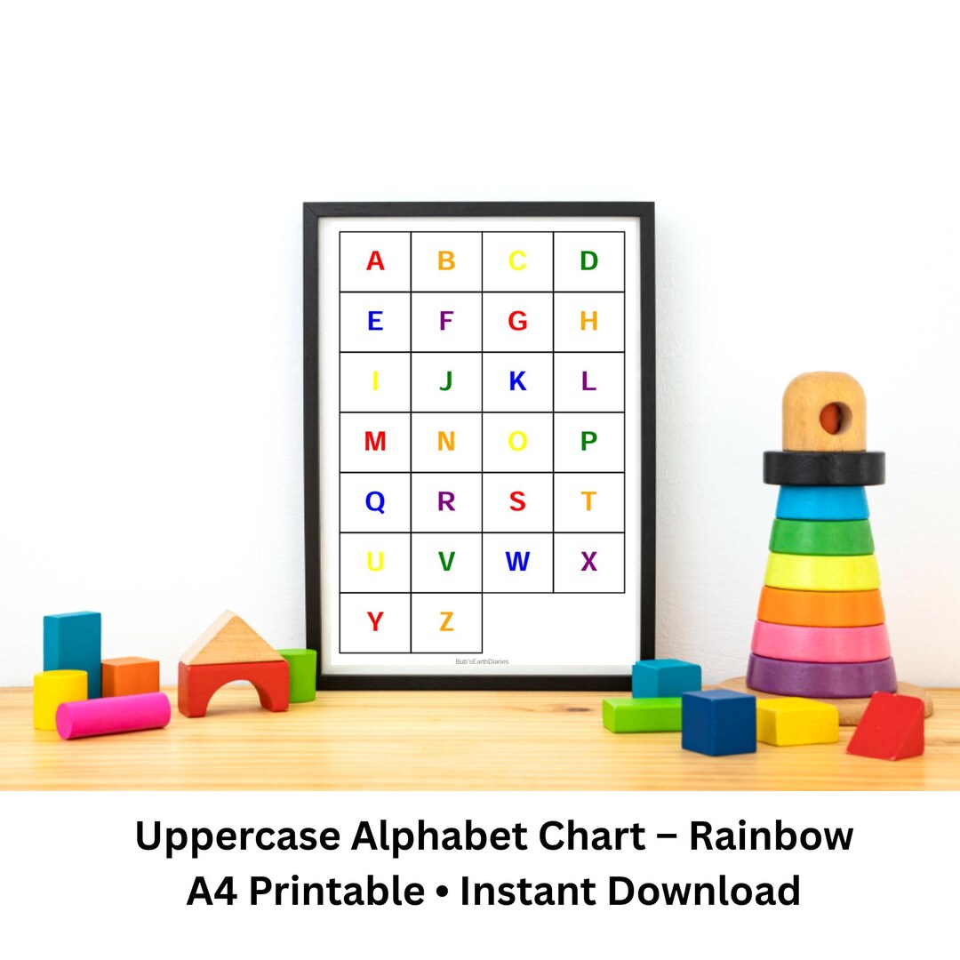 Rainbow Alphabet Chart – Uppercase A4 Printable (PDF) - Etsy