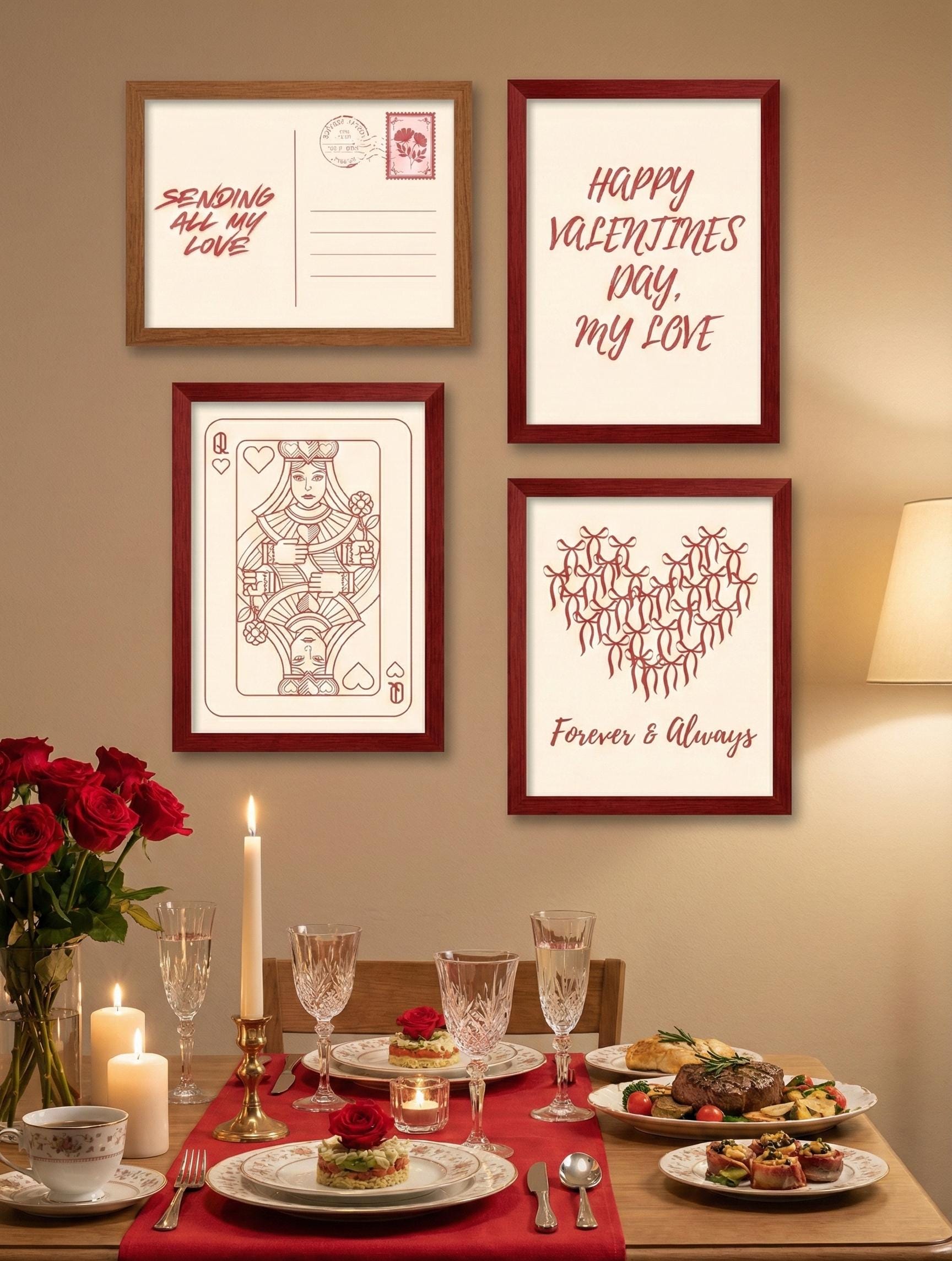 Retro Valentine's Day Print Set of 4 | Digital Download Gallery Wall ...