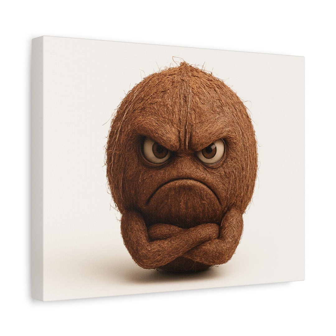 Angry Coconut Character Canvas | Matte Stretched Wall Art - Etsy