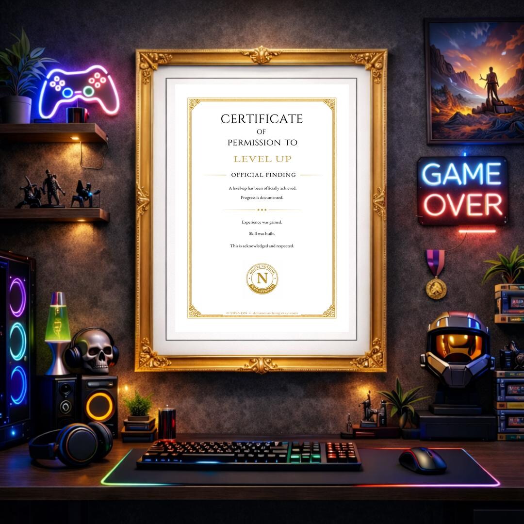 Level up Certificate | Gamer Award, Official Finding (digital Download ...