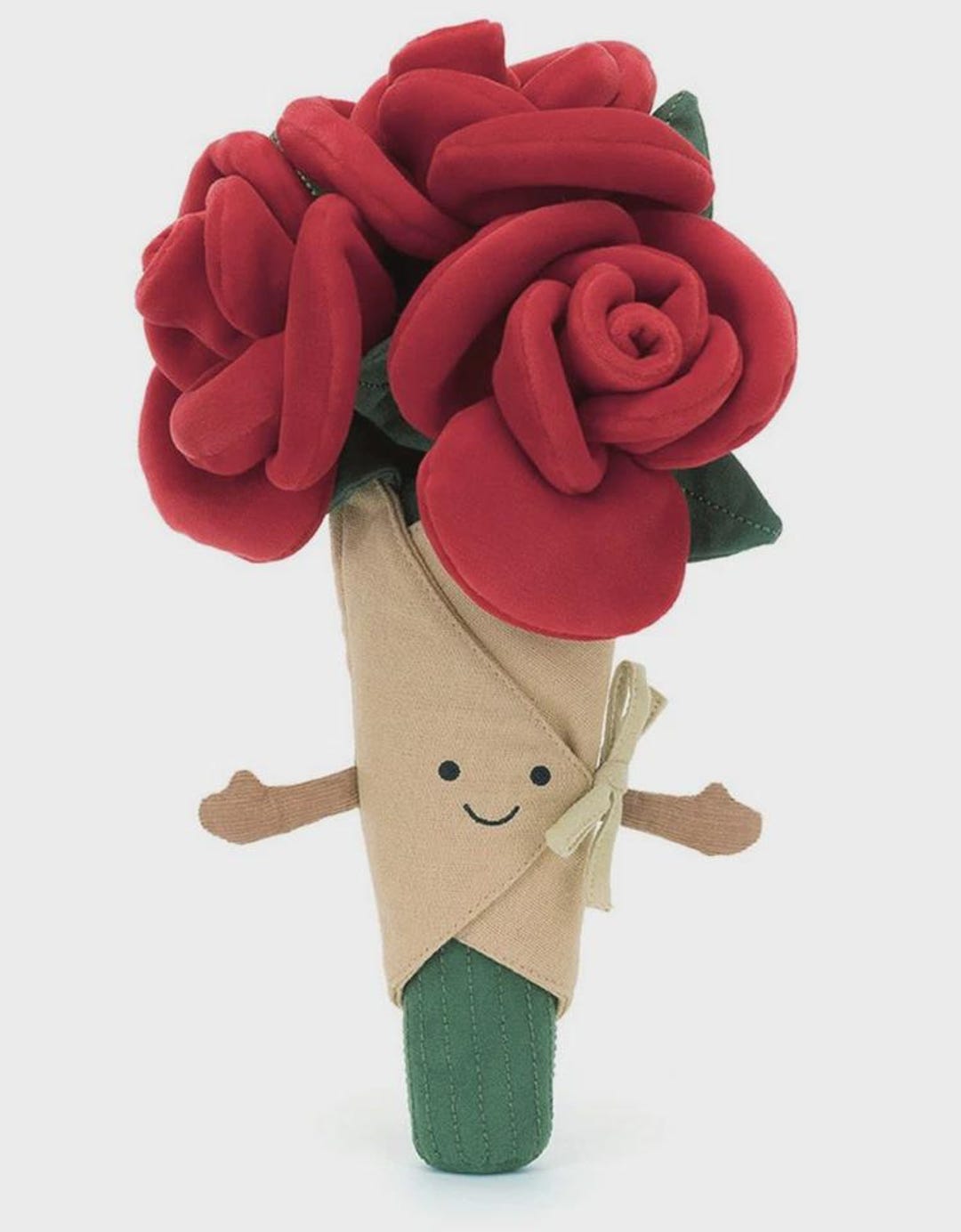 Jellycat Amuseables Rose Bouquet Plush Toy – Cute Smiling Red Flower ...