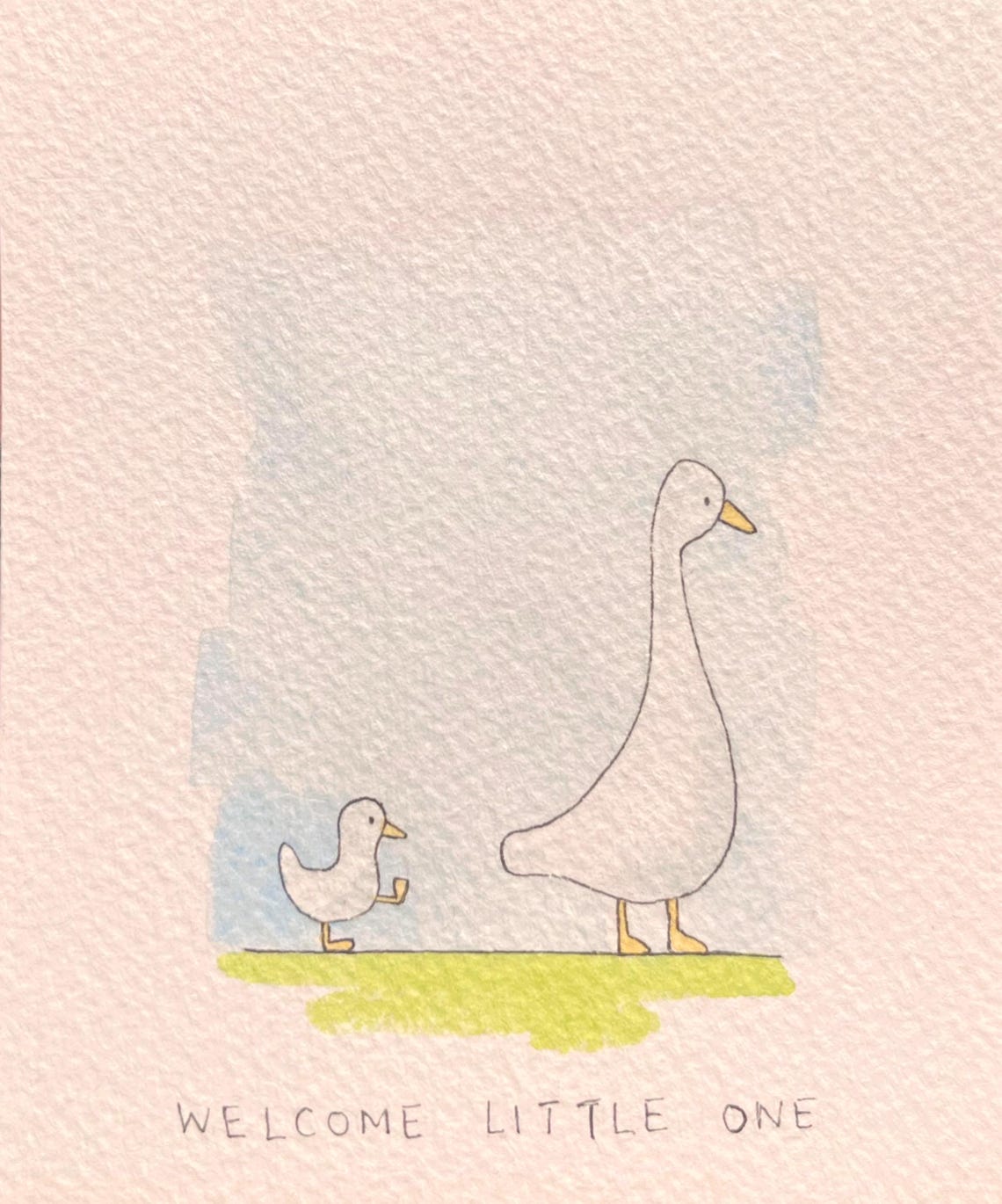 Hand-painted Watercolor Baby Card | Personalisable Duckling Design - Etsy