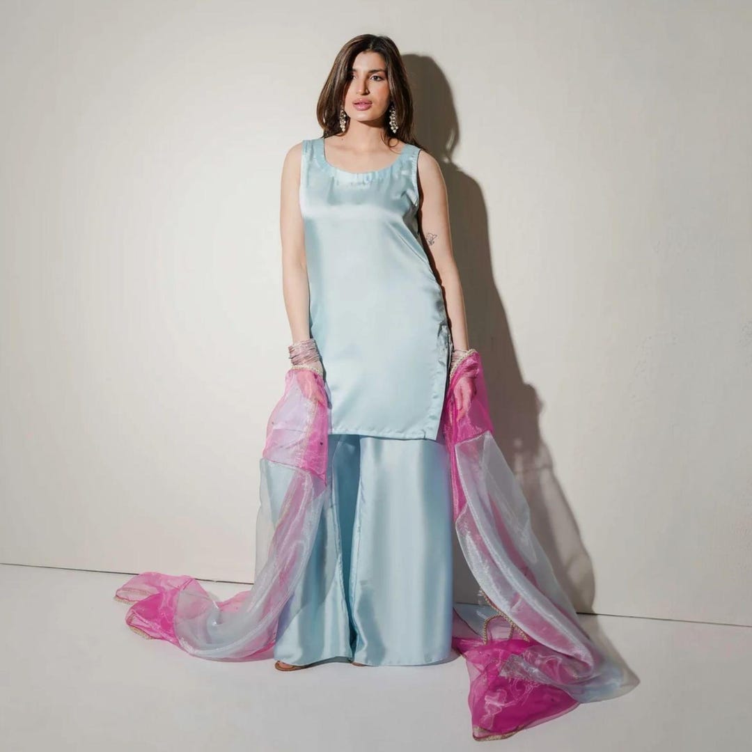 Sheesha Silk 3PC Farshi Shalwar Suit | Pakistani Indian Ethnic Wear ...