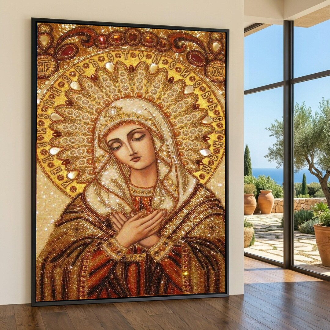 Golden Virgin Mary Canvas Print, Religious Icon Art - Etsy