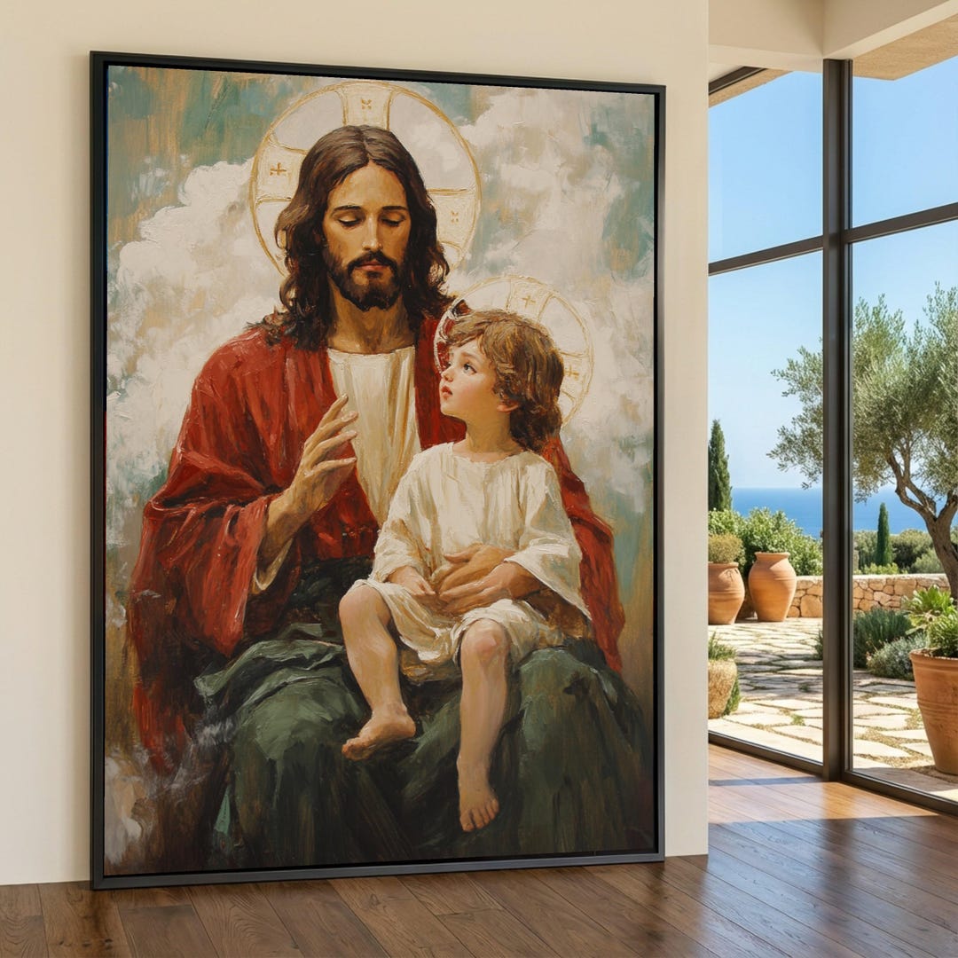Jesus Blessing Child Canvas, Religious Wall Art, Christian Home Decor ...
