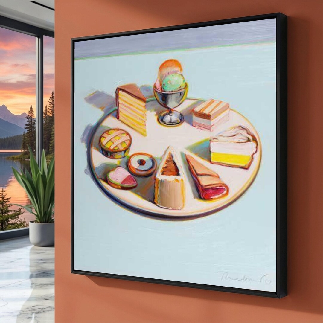 Wayne Thiebaud Dessert Plate Canvas, Colorful Pastry Wall Art, Modern ...