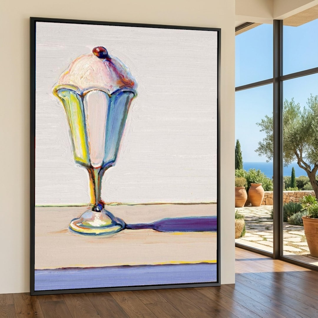 Wayne Thiebaud Inspired Ice Cream Sundae Canvas Wall Art, Colorful ...