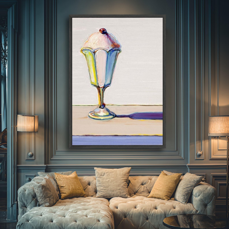 Wayne Thiebaud Inspired Ice Cream Sundae Canvas Wall Art, Colorful ...