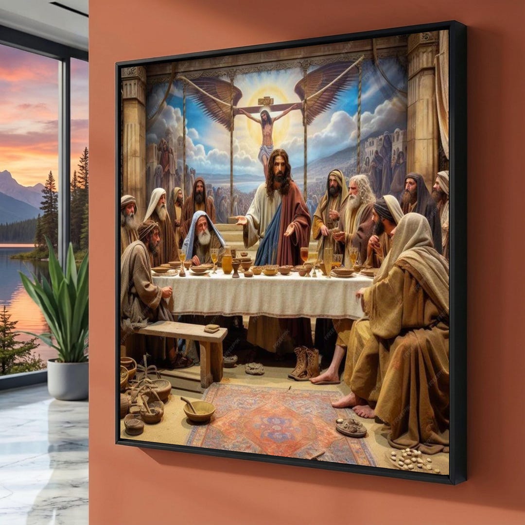 The Last Supper Canvas Wall Art, Jesus and Disciples Painting ...