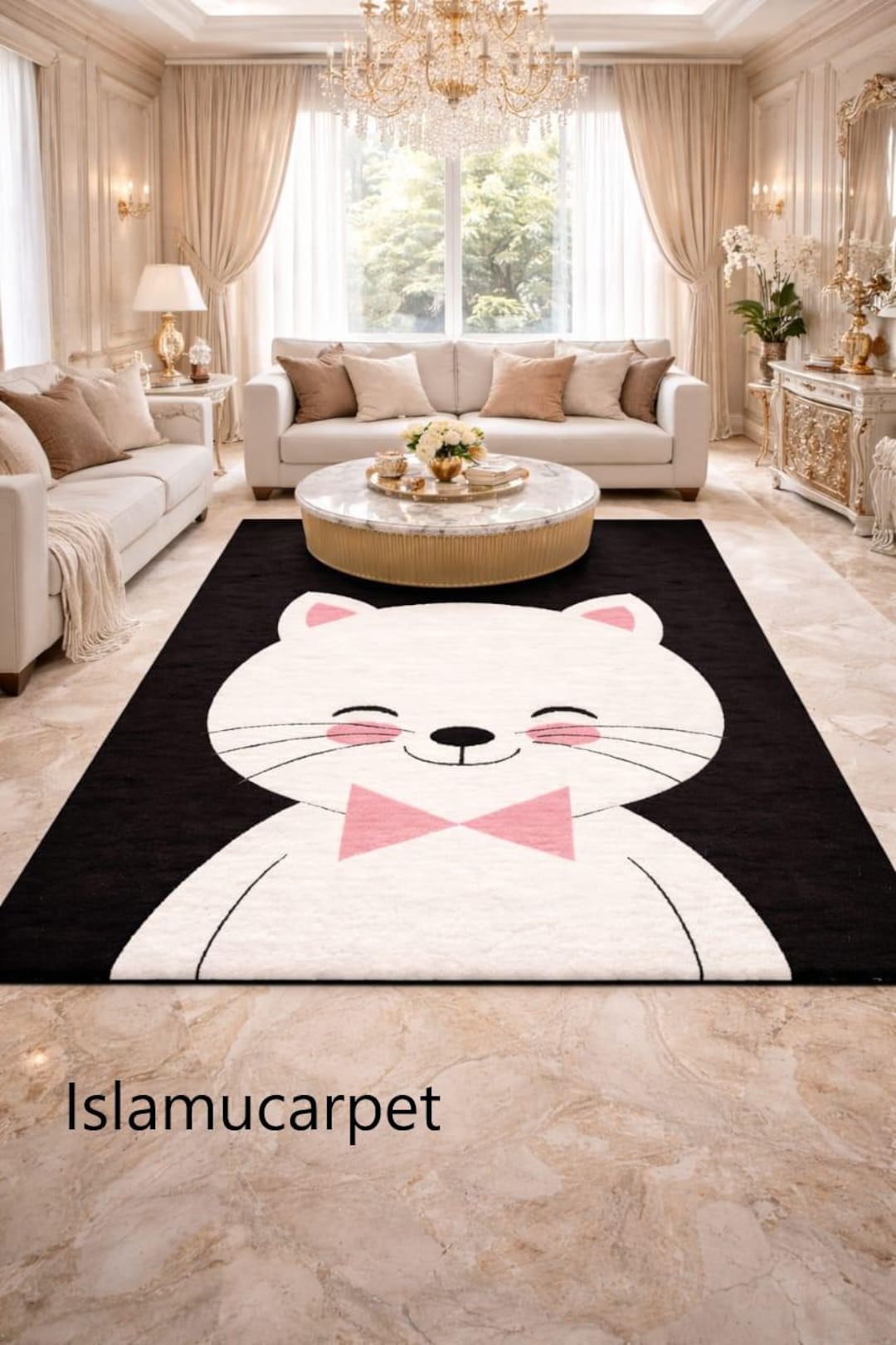 Modern Luxury Cartoon Cat Rug – Soft, Cute Area Carpet for Living Room ...