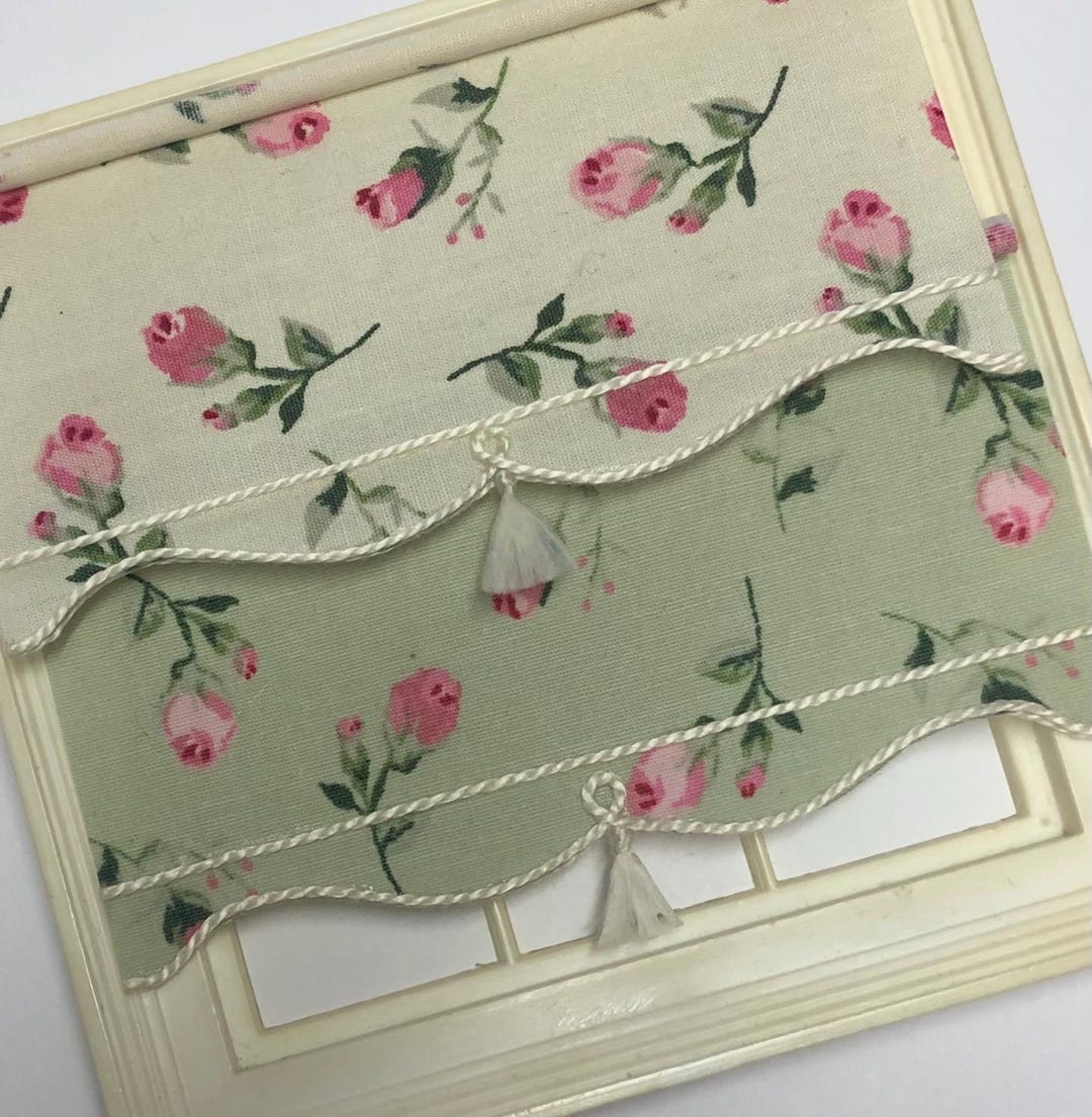 Dollhouse Miniature Blind: Rosebud Print, 12th or Lundby 16th Scale ...