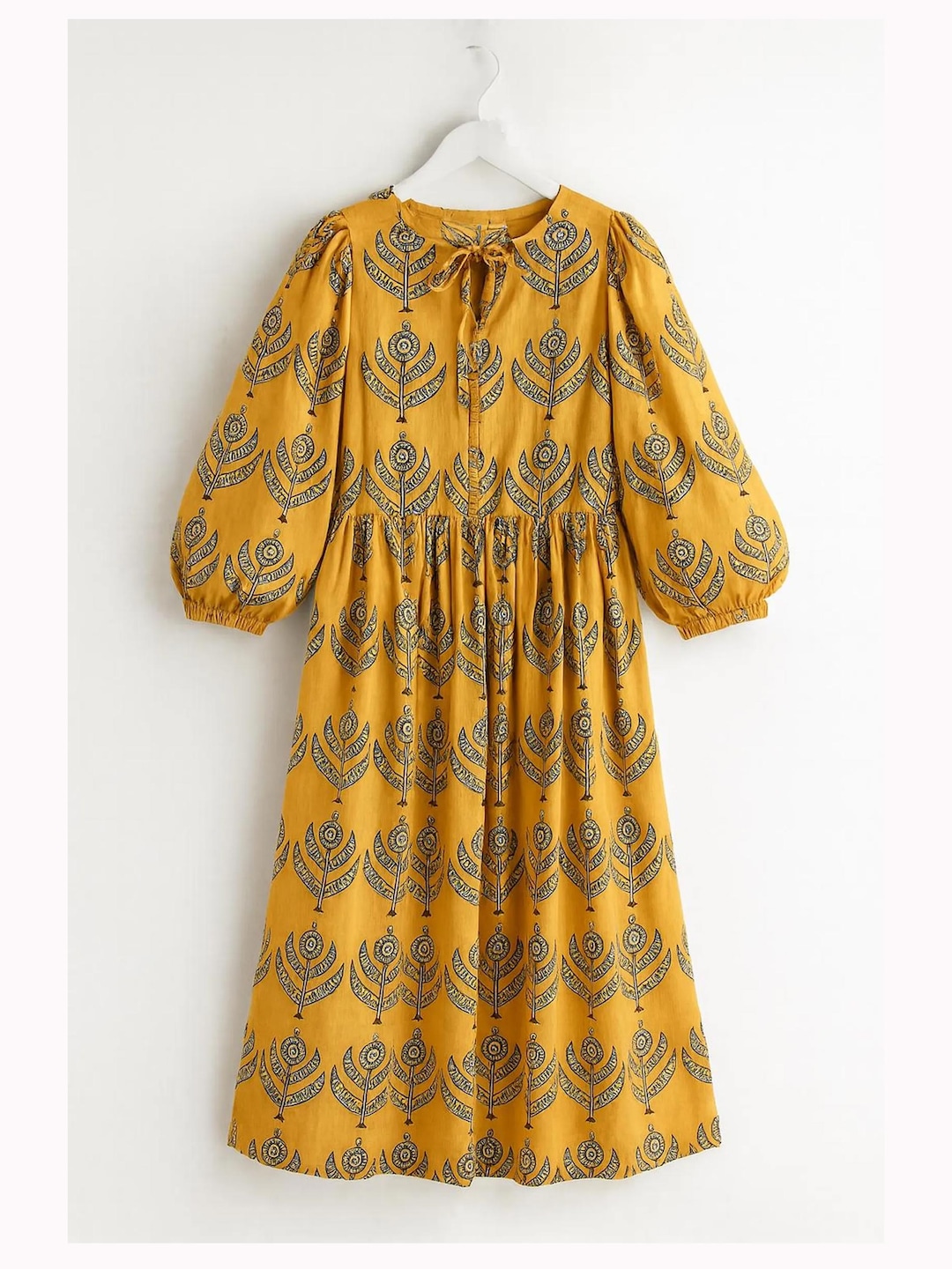 Block Print Cotton Midi Dress: Mini, Summer Women Clothing, String ...