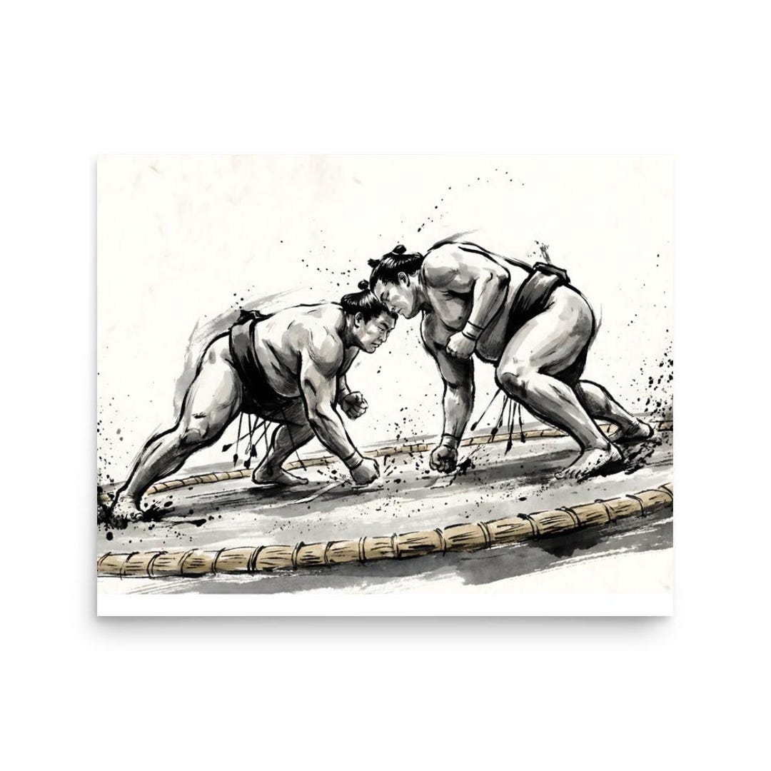 Sumo Rikishi Charging – Powerful Japanese Wrestler Action Pose, Sumo ...