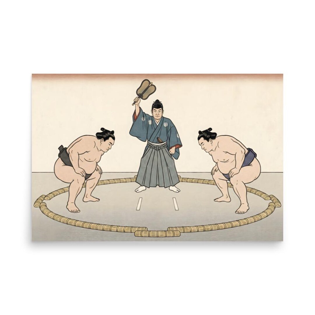Ukiyo-e Sumo Wrestler Print, Retro Japanese Wall Art - Etsy
