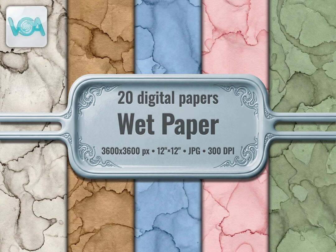 Wet Paper Digital Paper, 20 Water Stained Textures, Watercolor ...