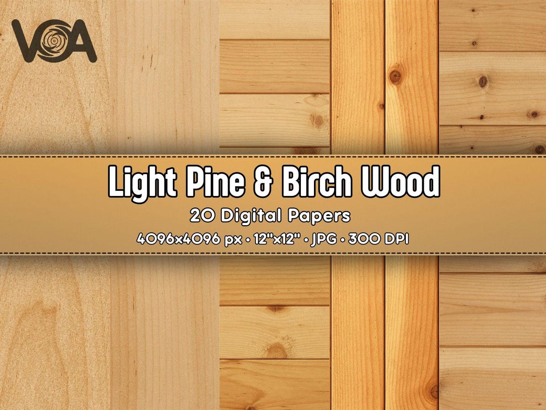 20 Light Pine & Birch Wood Digital Paper, Clean Plywood Backgrounds ...