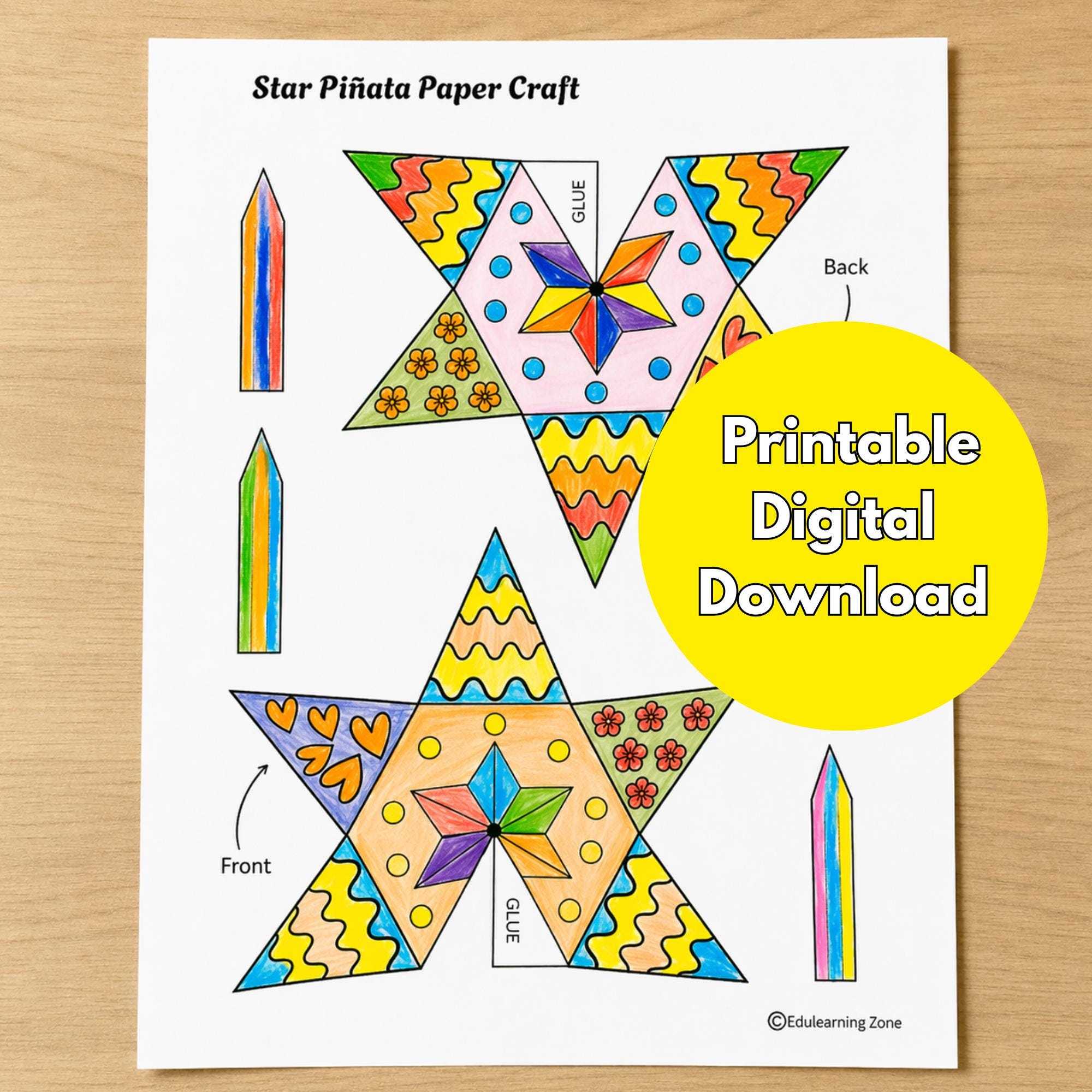 Star Piñata Paper 3D Craft, Cinco De Mayo Craft for Kids | Printable 3D ...