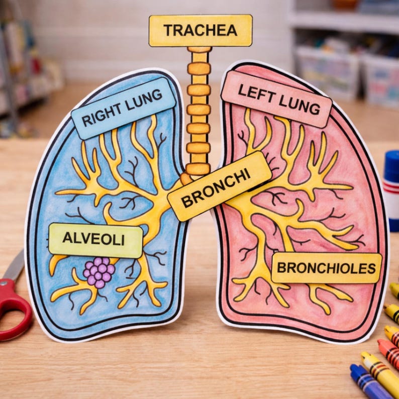 Human Lungs Anatomy Craft, Labeling, Quiz, Cut and Paste Activity ...