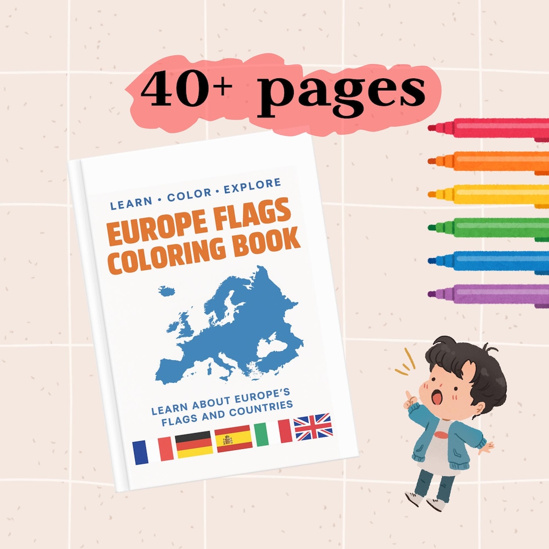 Europe Flags Coloring Book | Educational Printable (PDF) | Bundle Pages ...