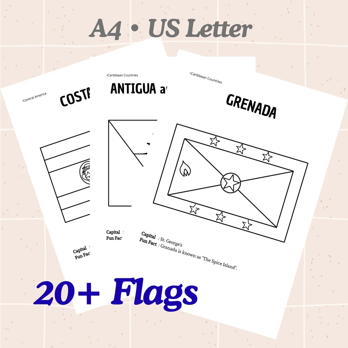 North America Flags Coloring Sheets | Learn Countries and Capitals ...