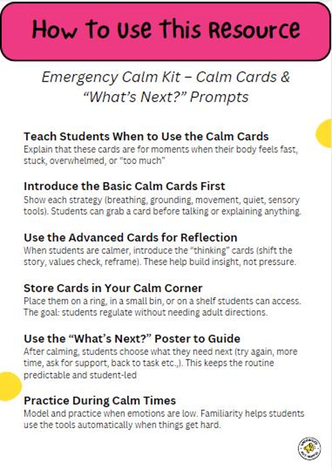 Calm Down Strategy Cards | Kids Emotional Regulation, SEL Tool ...