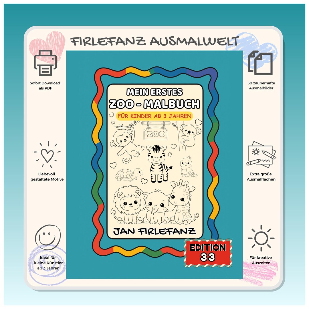 My First Zoo Coloring Book | Zoo Coloring Pages for Children Ages 3 and ...
