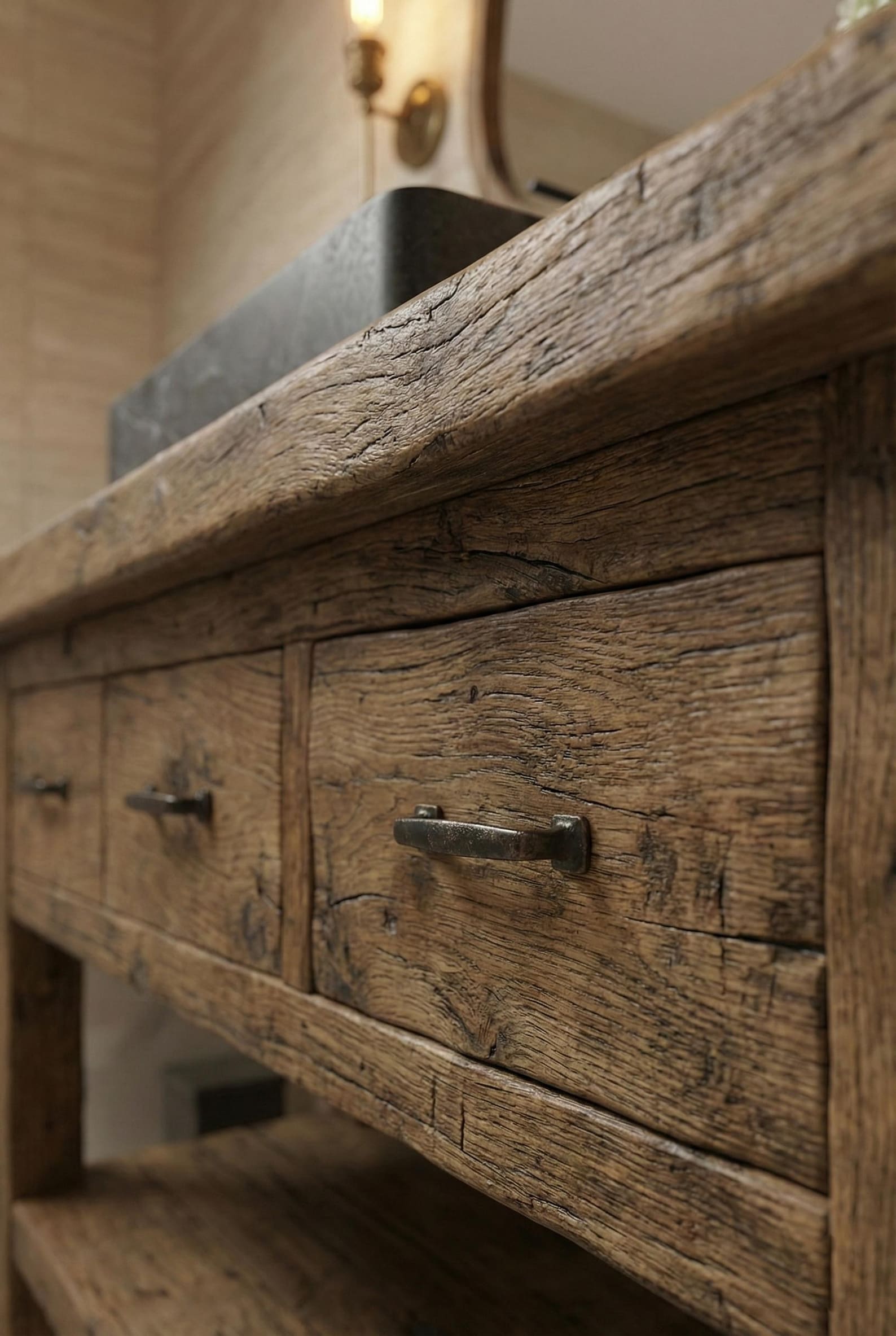 Rustic Bathroom Vanity, Solid Wood, Reclaimed Wood, Single- Double Sink ...