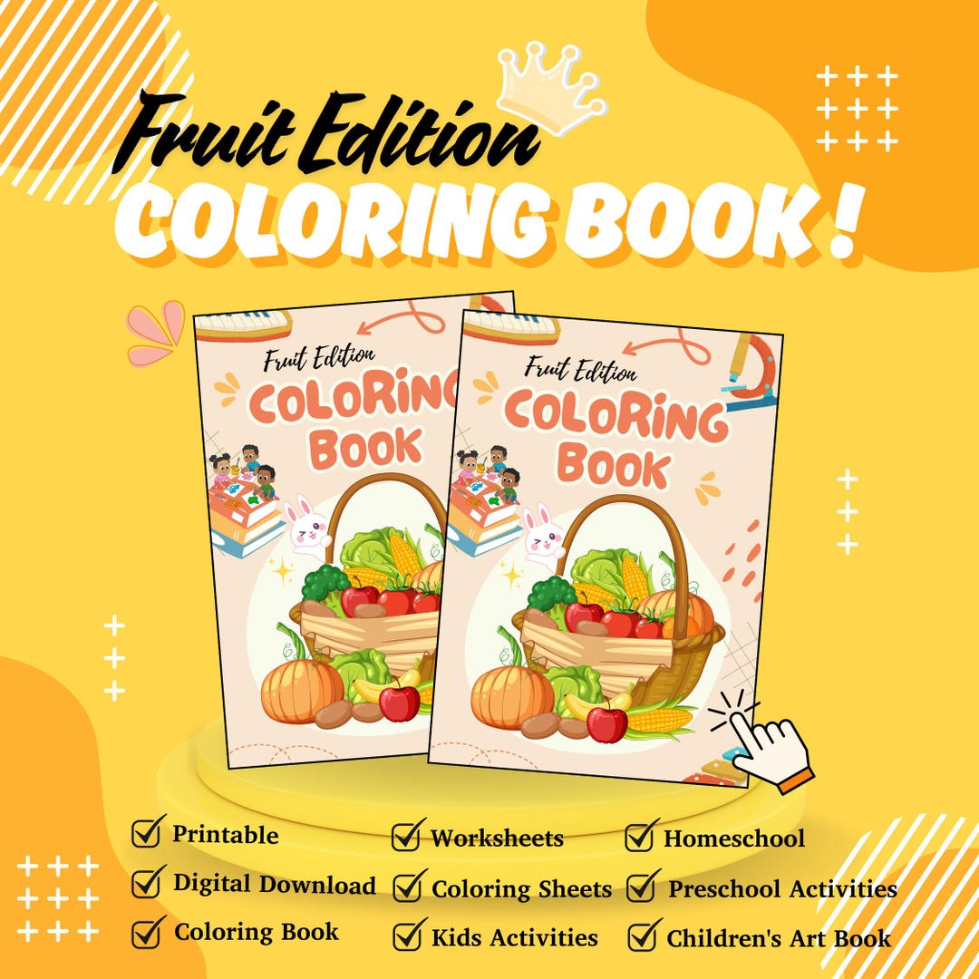 Coloring Book Fruits Edition, Coloring Book for Kids, Coloring Book ...