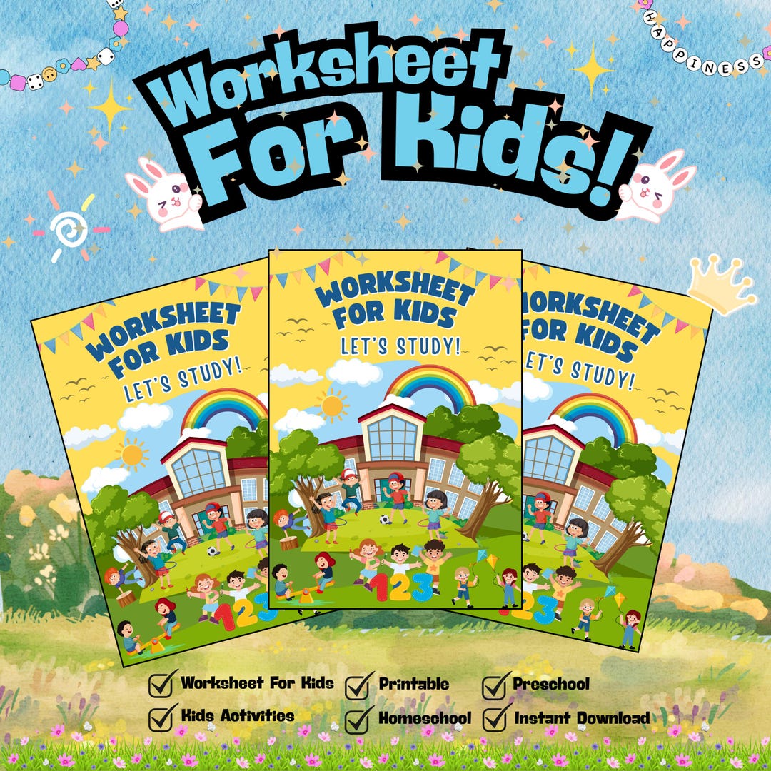 Kids Learning Worksheet, 40 Page Printable Activities (PDF) - Etsy