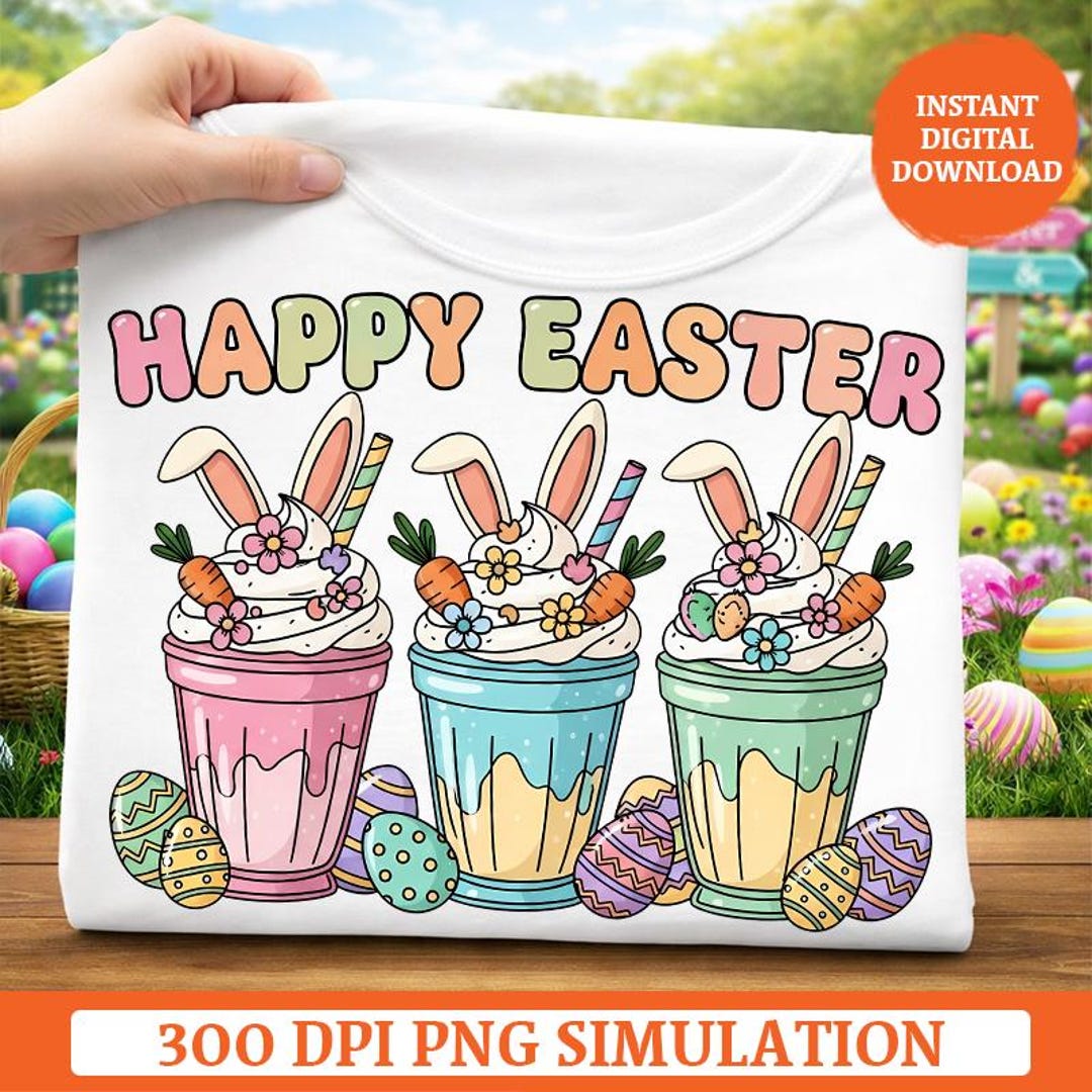 Happy Easter PNG, Bunny Coffee Cups Clipart, Easter Drinks Png, Eggs ...
