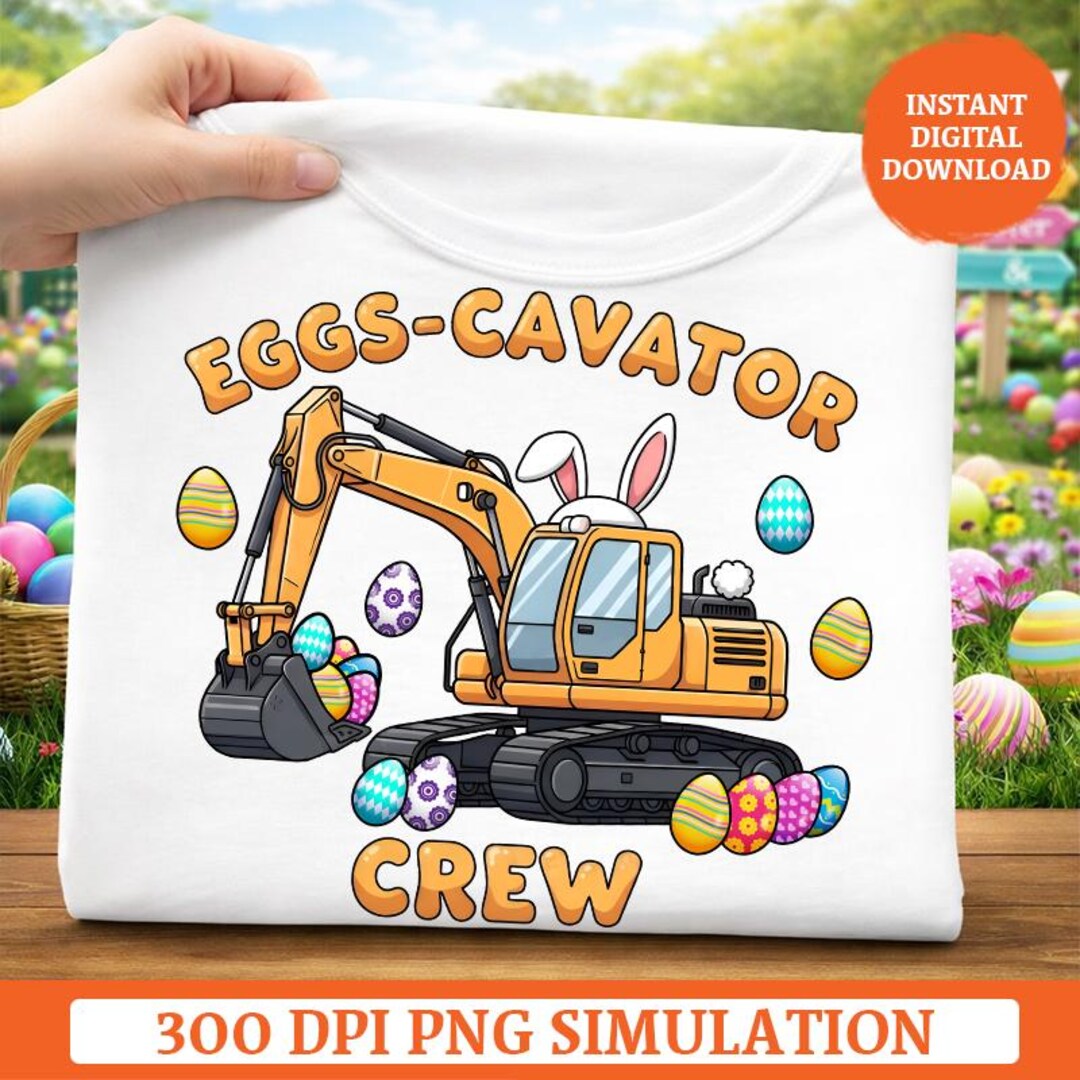 Eggs-cavator Crewpng, Easter PNG, Construction Bunny Png, Excavator ...