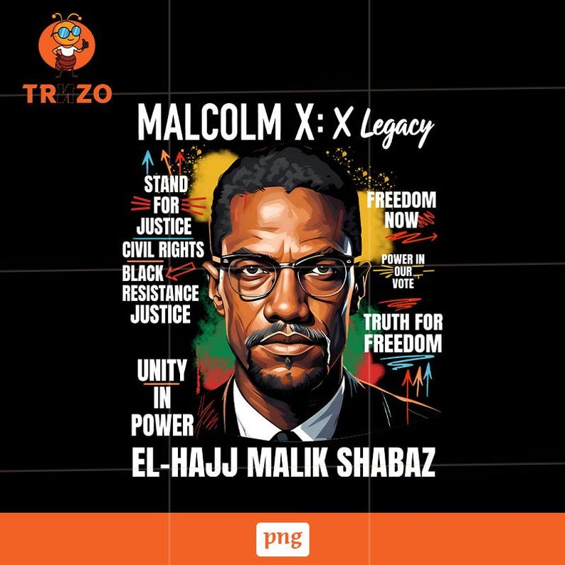 Malcolm X Legacy Png | Black History Month Artwork | Civil Rights ...
