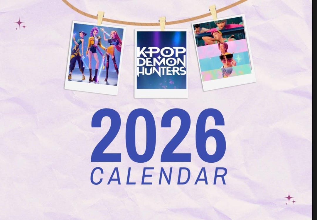 2026 Demon Hunters Printable Calendar, Digital Download, A4, Landscape ...