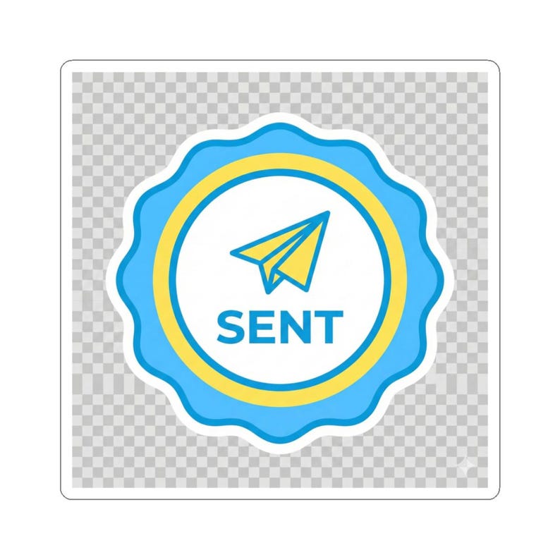Sent Paper Plane Badge Sticker | Kiss-cut Vinyl Sticker - Etsy