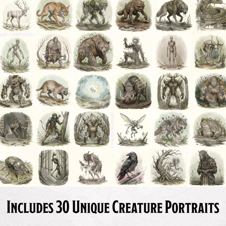 Creature Portraits for Dnd and RPG – Forest & Borderland Beasts | Old ...