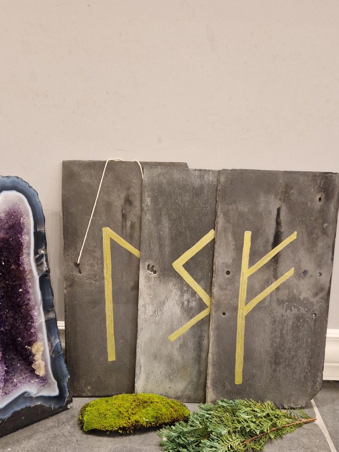 Hand-painted Runic Slate Tablet Set – Fehu, Laguz, Sowilo - Etsy