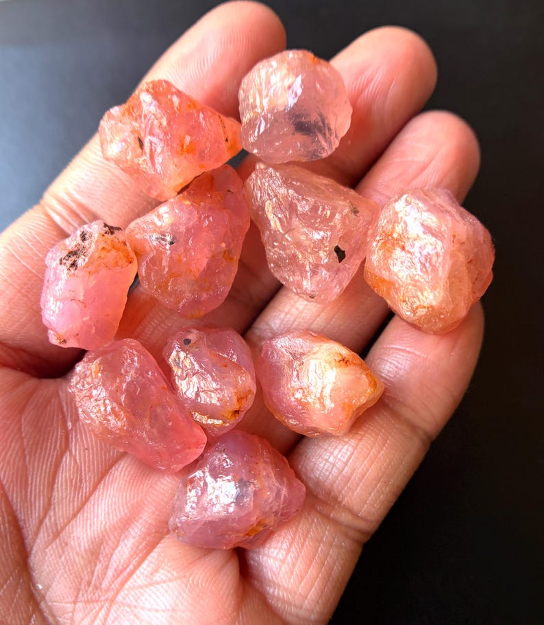 10 AAA Grade African Rose Quartz Rough Stones, 17/20mm, Jewelry Making ...