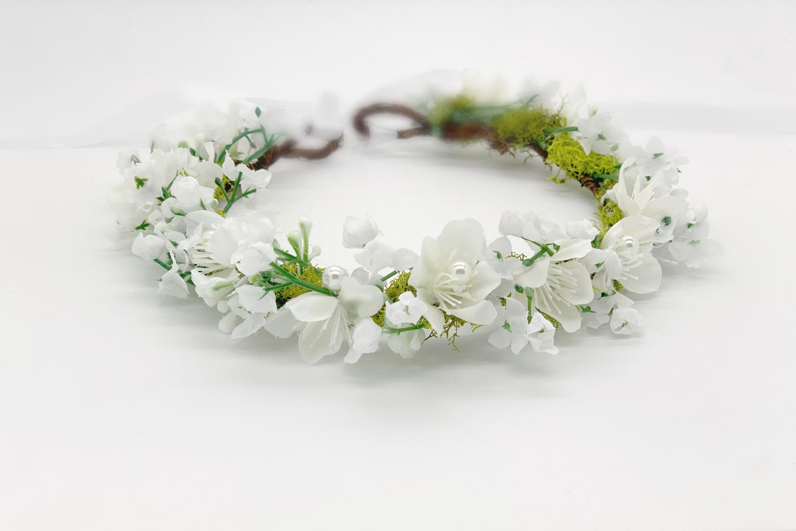 White Flower Crown - Floral Crown - Flower Girl Crown, Bridal Crown ...