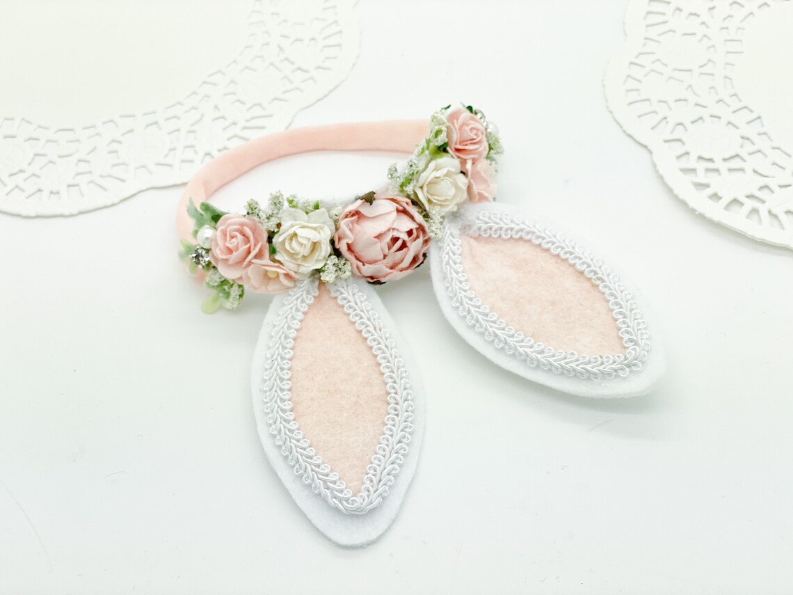 Blush Pink Bunny Ears Headband, Easter Headband, Baby Bunny Headband ...